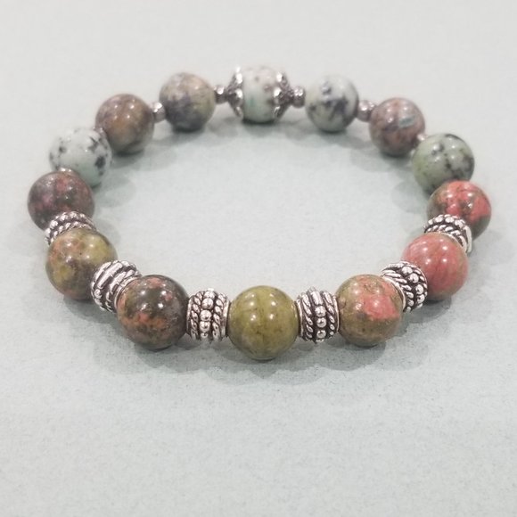 Feel Good | Jewelry | Feel Good 8 Elastic Verdi Blush Bracelet Unakite ...